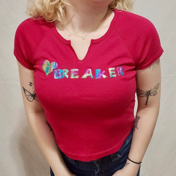 Basic Editions | Tops | Y2k Heartbreaker Babytee | Poshmark